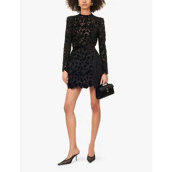 nadine velvet mini dress Kimberly Long Sleeve Embellished Velvet Minidress (Women)