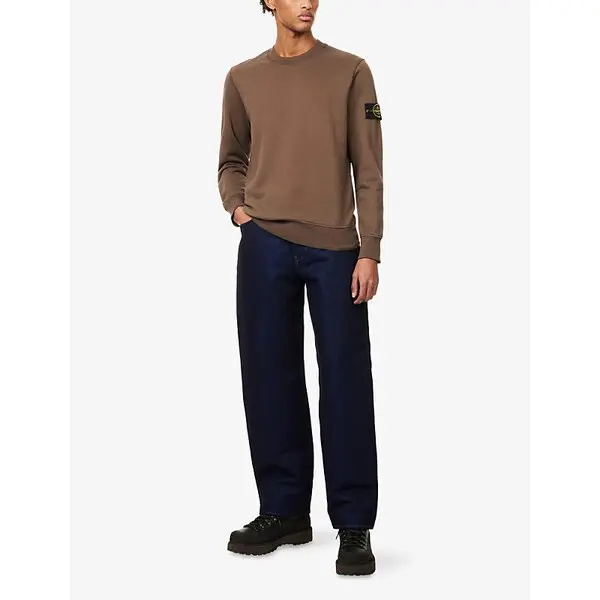 Stone Island Crew-neck Cotton-jersey Sweatshirt - Umber