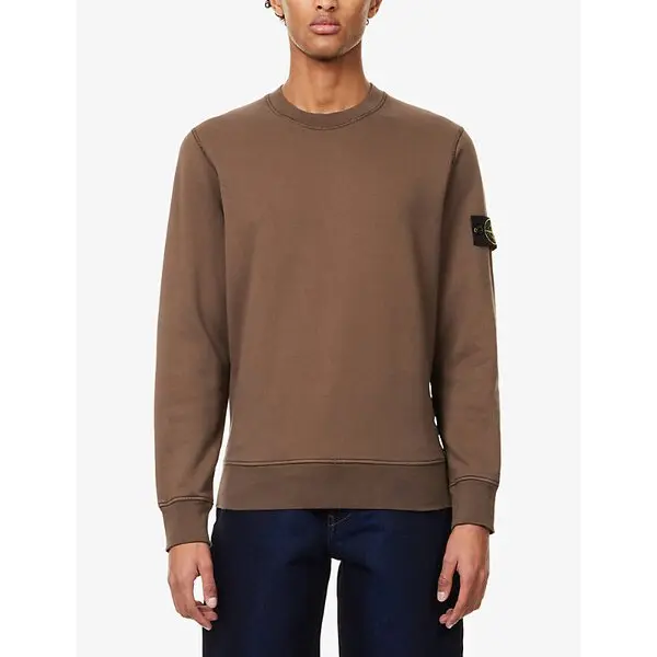Stone Island Crew-neck Cotton-jersey Sweatshirt - Umber
