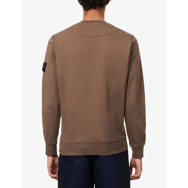 Stone Island Crew-neck Cotton-jersey Sweatshirt - Umber
