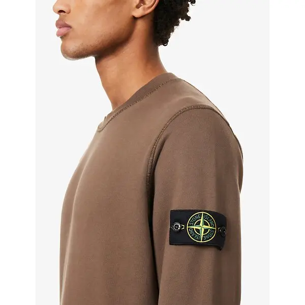 Stone Island Crew-neck Cotton-jersey Sweatshirt - Umber