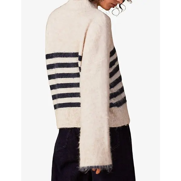 RO&ZO Breton-stripe High-neck Wool-blend Jumper