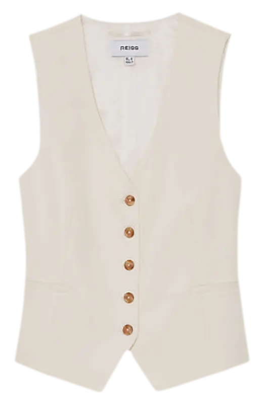 REISS Woven Waistcoat With Button Fastening