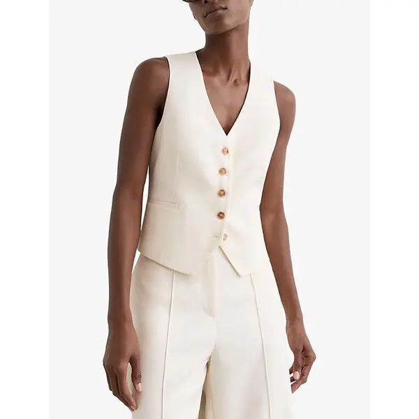 REISS Woven Waistcoat With Button Fastening
