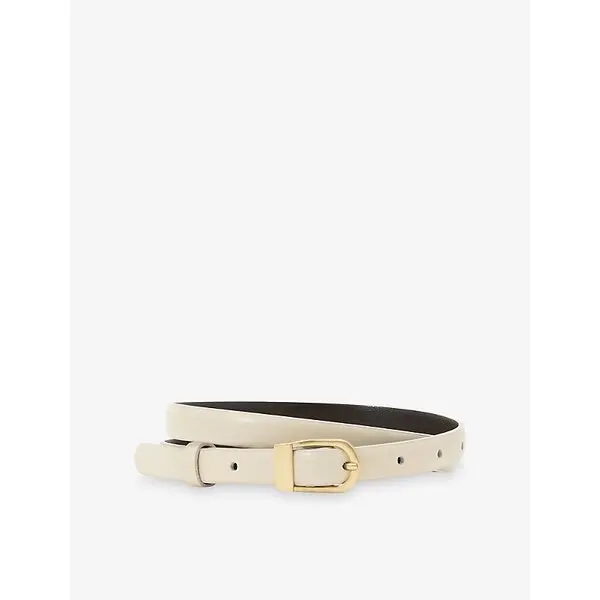 REISS Leather Belt - Off White