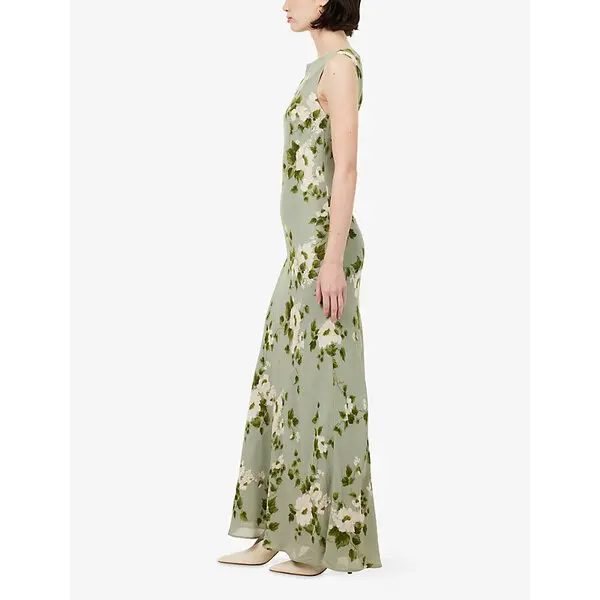 Reformation Prescott Floral-Print Georgette Maxi Dress In Greenery |  Editorialist