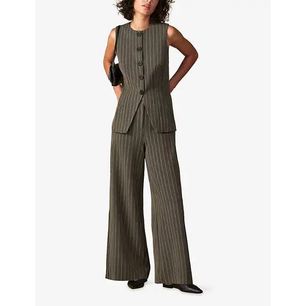 RO&ZO Pinstripe Tailored Stretch-woven Trousers