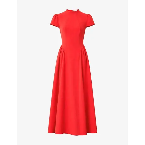 RO&ZO Mariam Cap-sleeve Stretch-woven Maxi Dress - Red