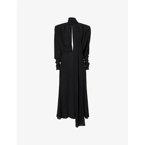 MUGLER Fluid Draped Woven Midi Dress