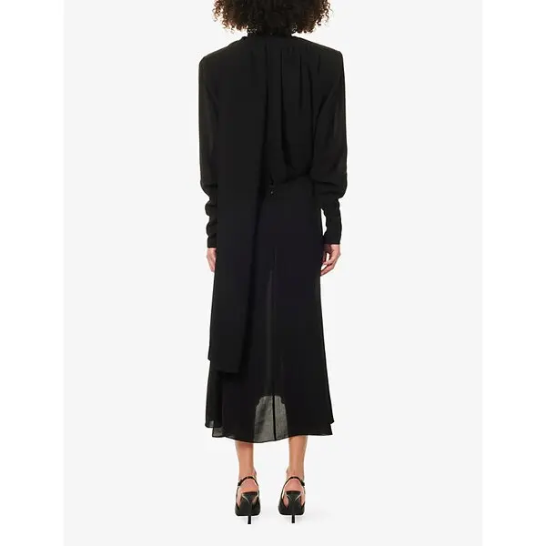 MUGLER Fluid Draped Woven Midi Dress