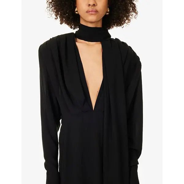 MUGLER Fluid Draped Woven Midi Dress