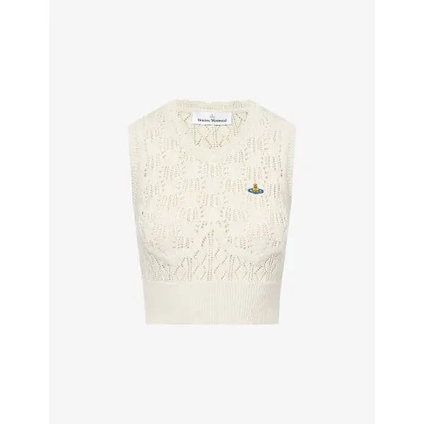 VIVIENNE WESTWOOD Ella Sleeveless Knitted Cotton Top - Cream