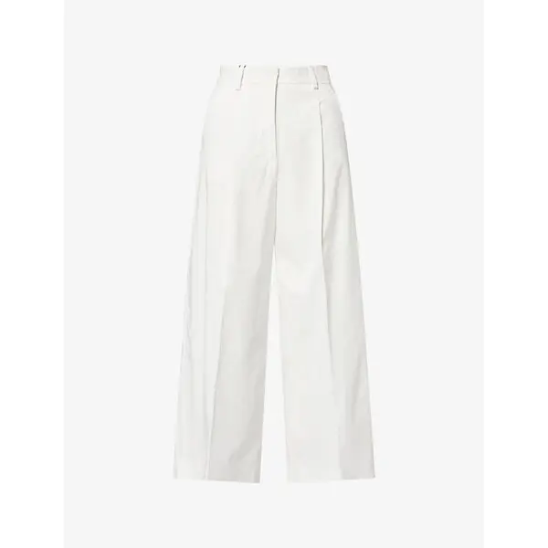 Max Mara High-rise Straight-leg Cotton-blend Trousers - White