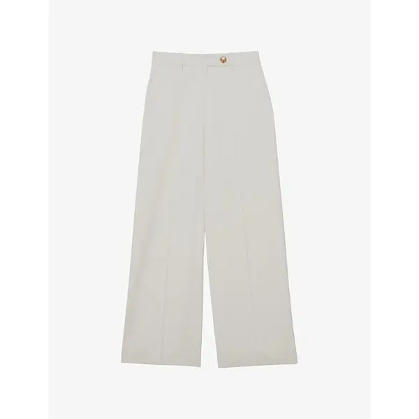 REISS Wide-leg Mid-rise Woven Trousers