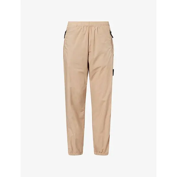 Stone Island Paracadute Brand-badge Cotton Jogging Bottoms - Desert