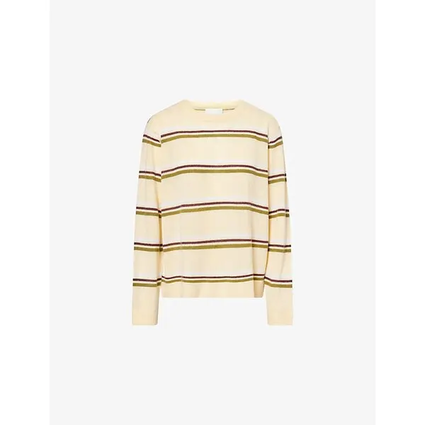 REFORMATION Stripe-print Round-neck Cashmere Jumper - Parmesan Pear Multi