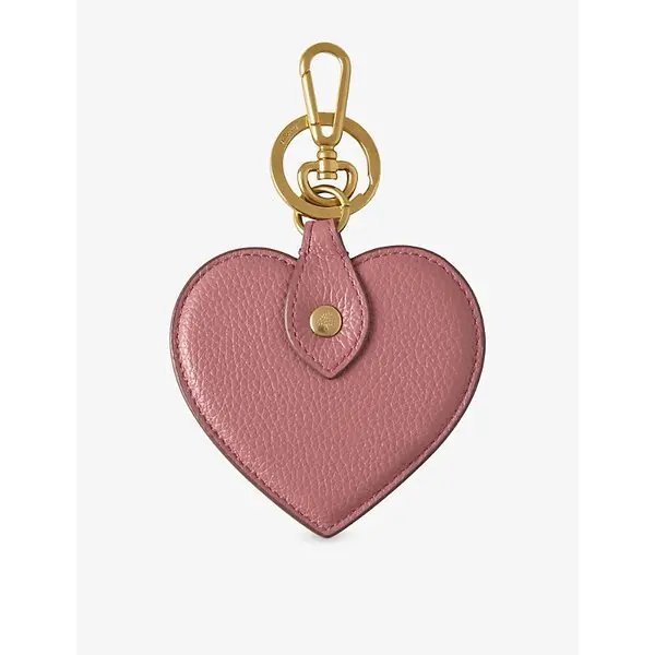 Mulberry Heart Grained-leather Bag Charm - Pink Scrumpy