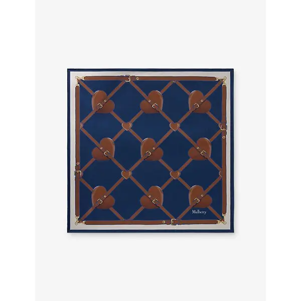 Mulberry Heart Pockets Silk-twill Pocket Square - Pigment Blue