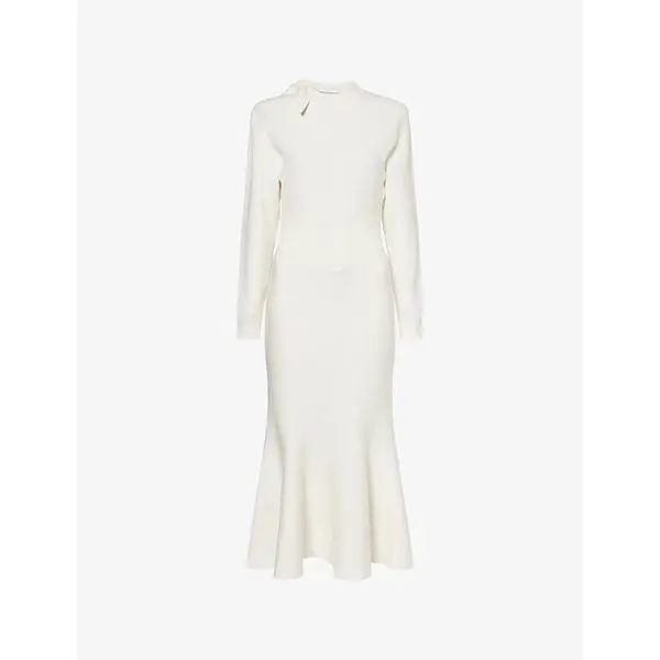 Givenchy Bow-embroidered Wool And Cotton-blend Midi Dress - Ivory