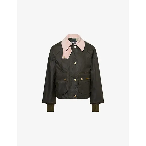 Barbour Beadnell Cropped Waxed-cotton Jacket - Archive Olive/gardenia