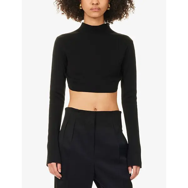 MUGLER Mock-neck Open-back Knitted Top