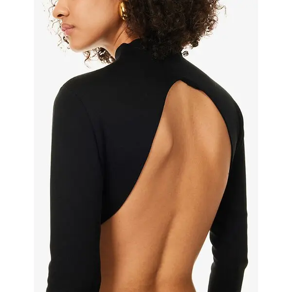 MUGLER Mock-neck Open-back Knitted Top