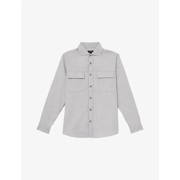 REISS Chamber Double-pocket Brushed Stretch-woven Overshirt