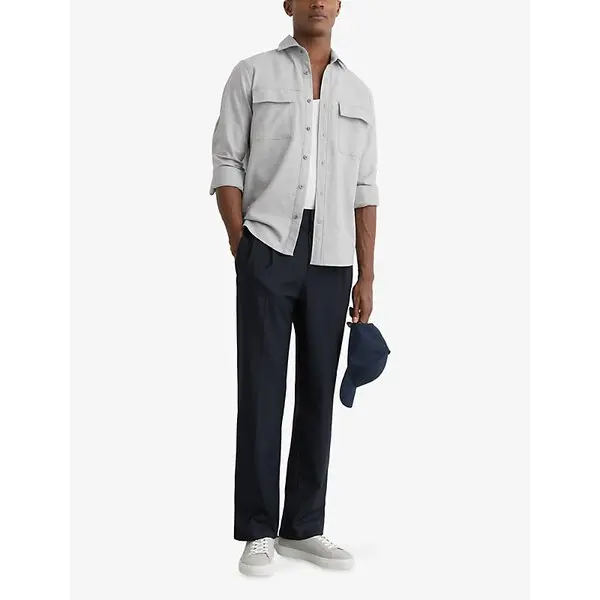 REISS Chamber Double-pocket Brushed Stretch-woven Overshirt
