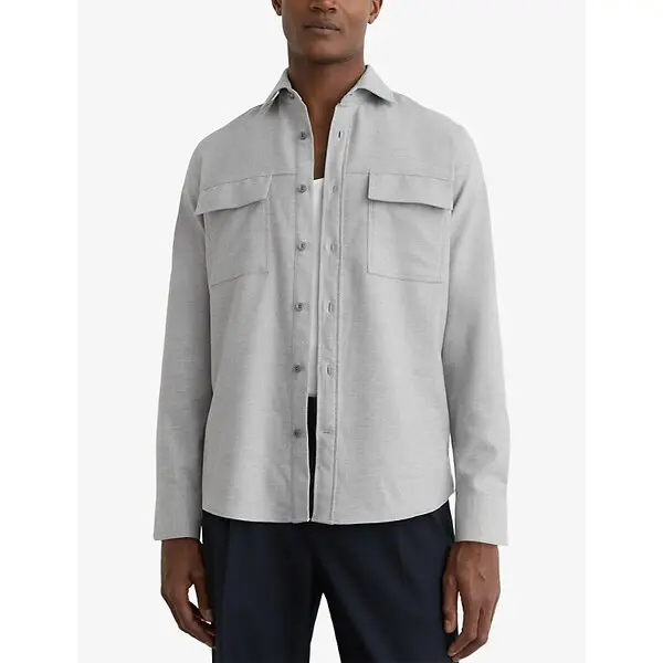 REISS Chamber Double-pocket Brushed Stretch-woven Overshirt