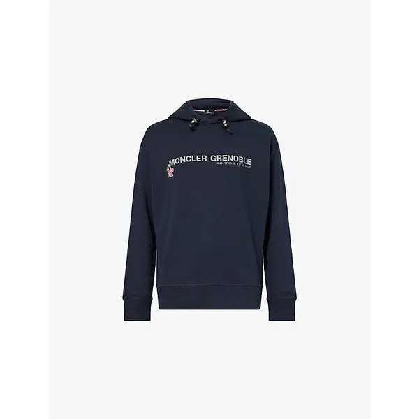 Moncler Logo-embossed Cotton-jersey Hoody - Navy