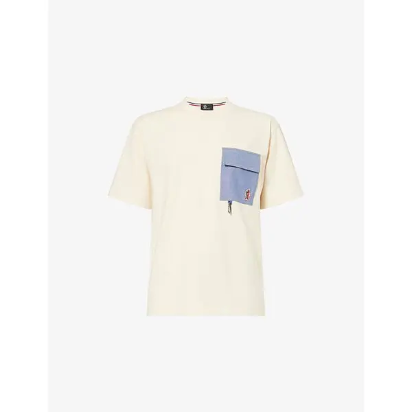Moncler Patch-pocket Oversized Cotton-jersey T-shirt - Natural