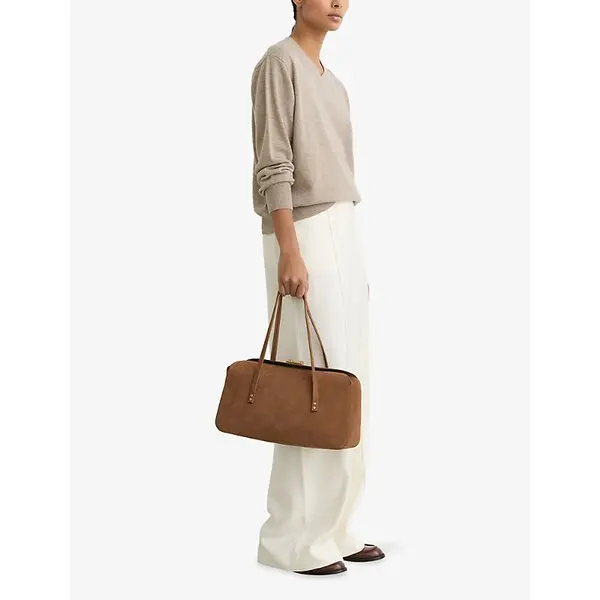REISS Suede Bowling Bag