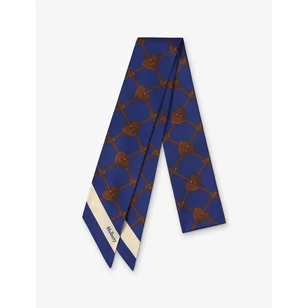 Mulberry Heart Pockets Skinny Woven Scarf - Pigment Blue