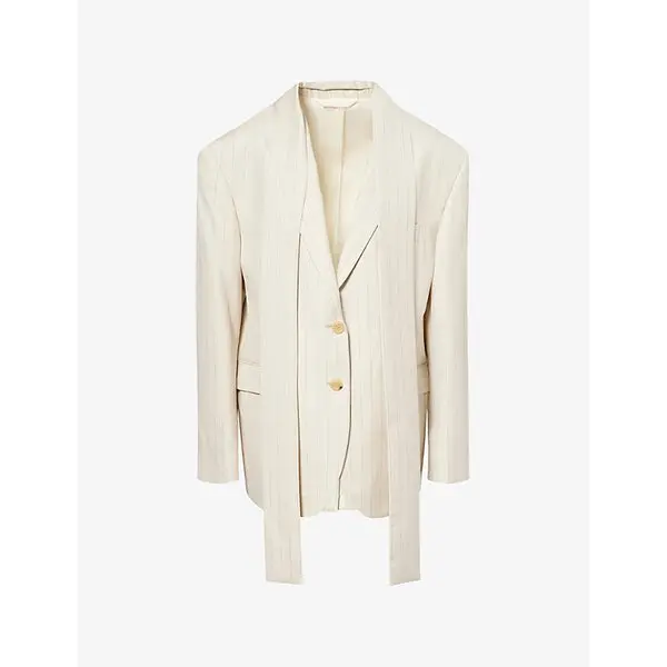 Acne Studios Pinstripe Single-breasted Wool Blazer - Cream Beige