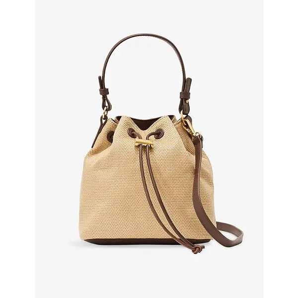 REISS Evie Raffia-effect Shoulder Bag - Natural