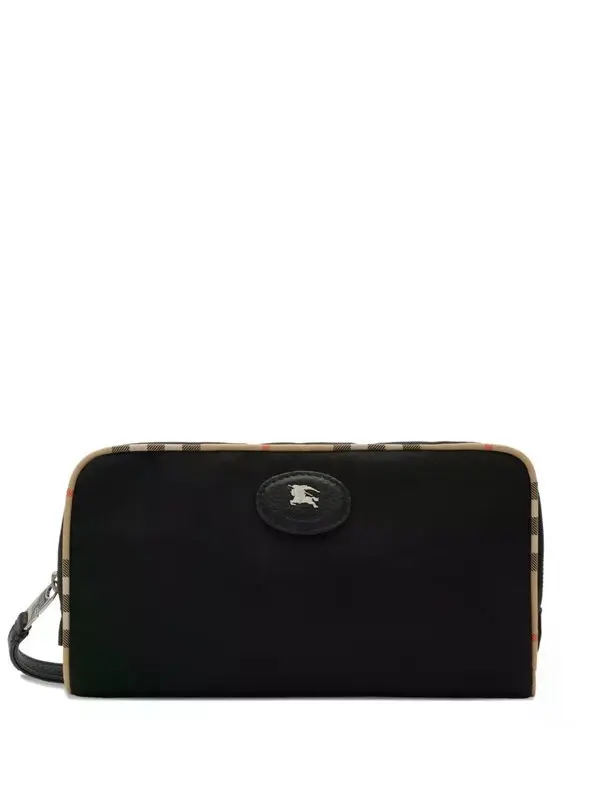 Burberry Check-trim Travel Pouch - Black