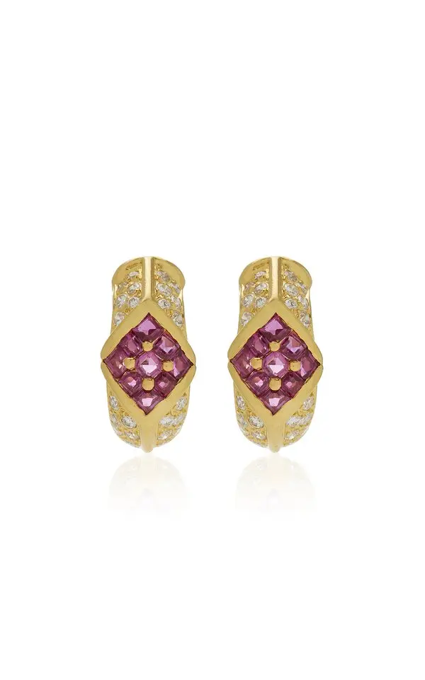 FOR FUTURE REFERENCE VINTAGE 1980's Yellow Gold, Ruby, And Diamond Earrings