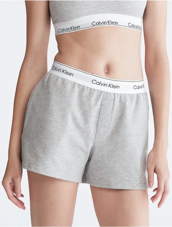 Calvin Klein Icon Cotton Modal Lounge Sleep Shorts - Grey Heather