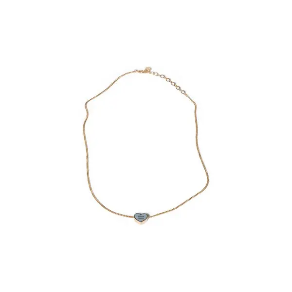 Miu Miu Metal Pendant Necklace - Gold/alabaster Pink