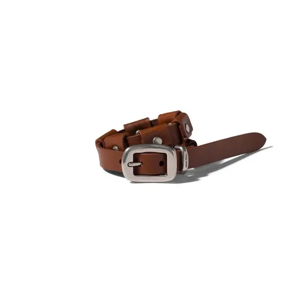 Miu Miu Leather Bracelet With Buckle - Tobacco/silver
