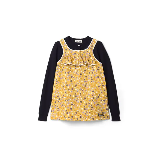Miu Miu Poplin And Wool Knit Top