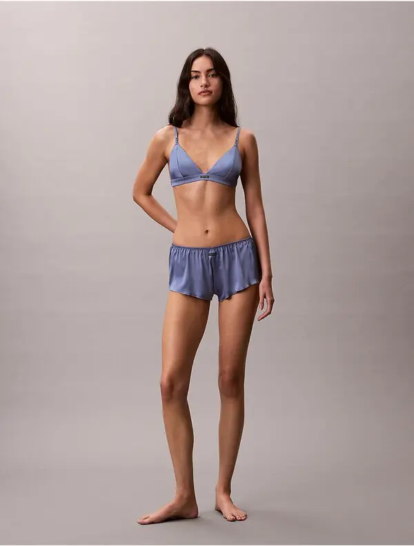 Calvin Klein Signature Satin Tap Short - Blue Tulip