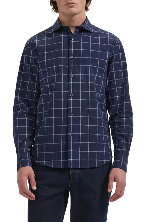 Bugatchi Axel Shaped Fit Stretch Cotton Button-up Shirt - Navy