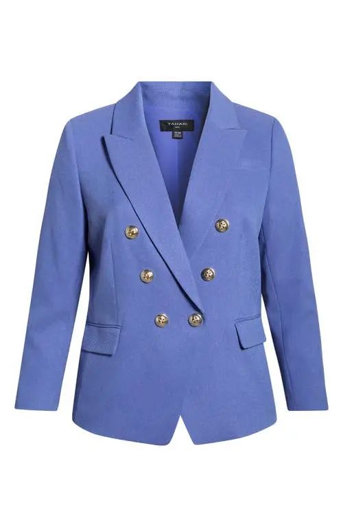 TAHARI ASL Double Breasted Twill Blazer - Deep Peri