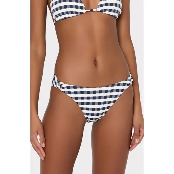 MILLY Cottage O-ring Bikini Bottom - Navy/white