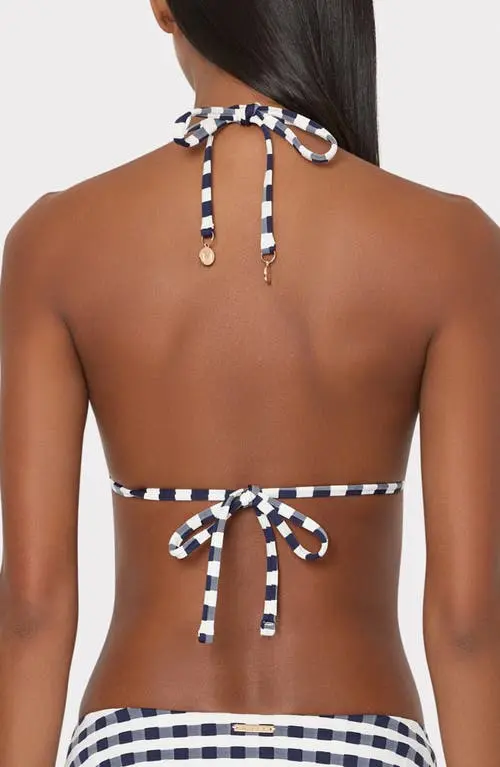 MILLY Cottage Jacquard Bikini Top - Navy/white