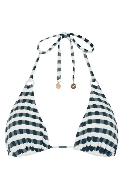 MILLY Cottage Jacquard Bikini Top - Navy/white