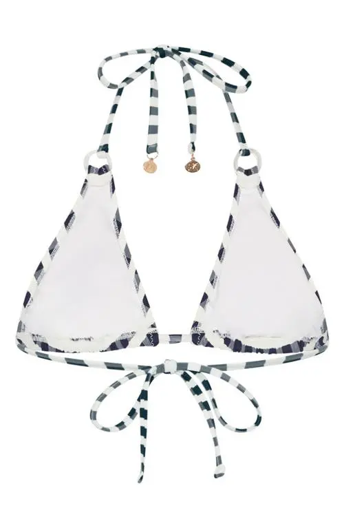 MILLY Cottage Jacquard Bikini Top - Navy/white