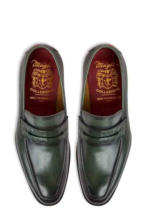 Bruno Magli Emilio Penny Loafer - Green Croc