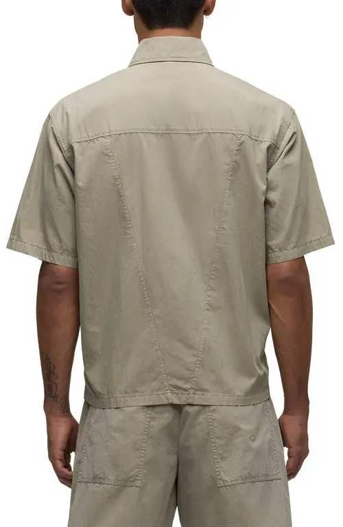 Hudson Jeans Utility Oversize Short Sleeve Cotton & Nylon Snap-up Shirt